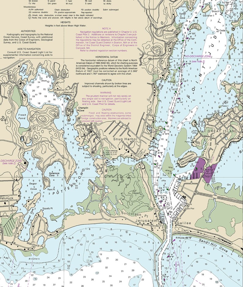 Nautical Charts of Point Judith Harbor 13219 Rhode Island - Etsy