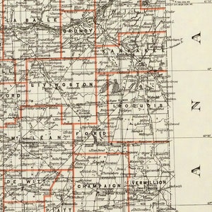 Map of State of Illinois 1878. Vintage Home Deco Style Old Wall ...