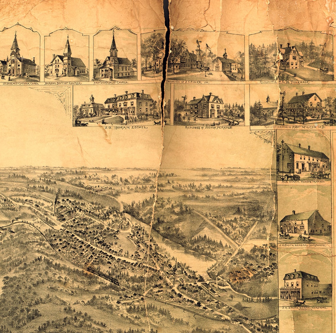 Map of Pascoag, Providence Co., Rhode Island R.I. 1895 Vintage Home ...