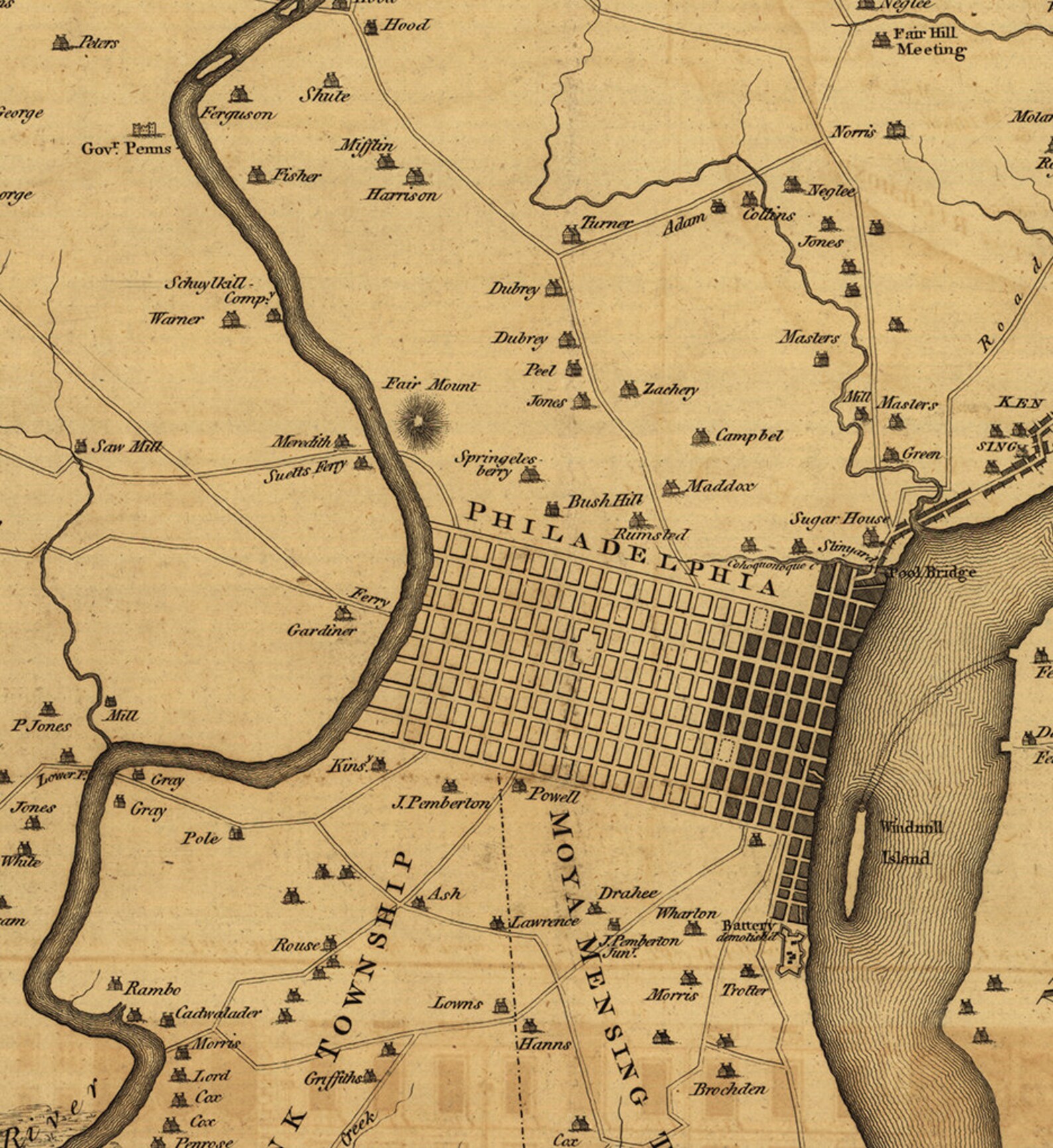 Map of Philadelphia Pennsylvania PA. 1777. Restoration - Etsy