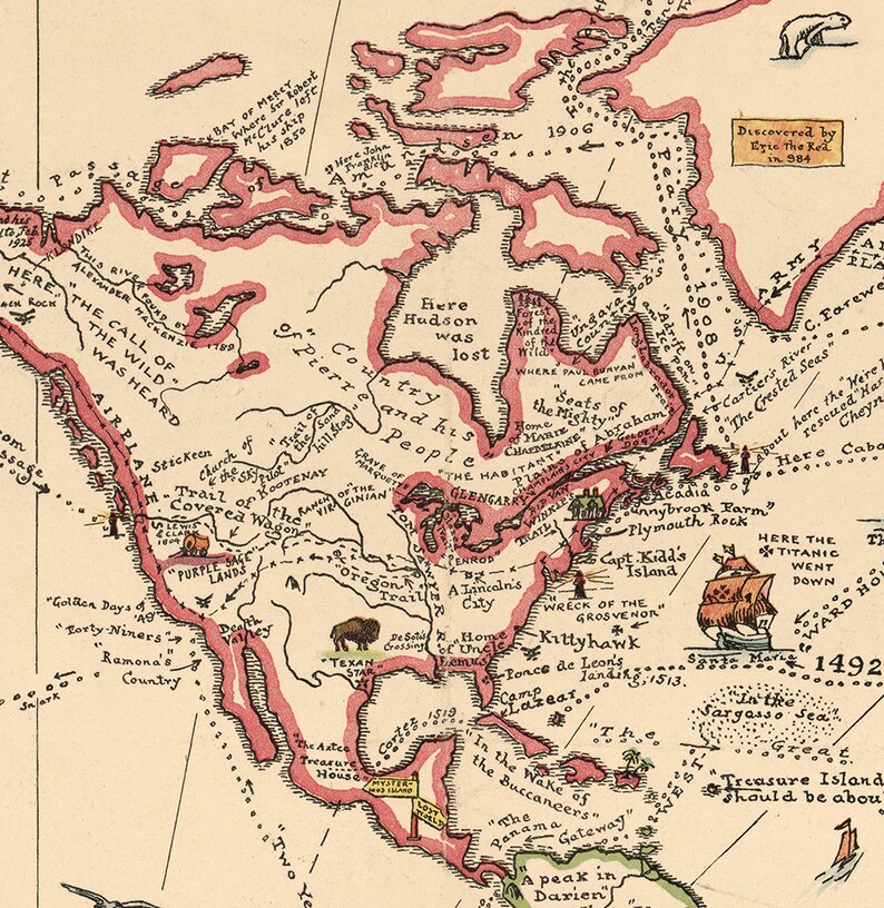 1925 World Map of Adventures for Boys and Girls : Stories - Etsy