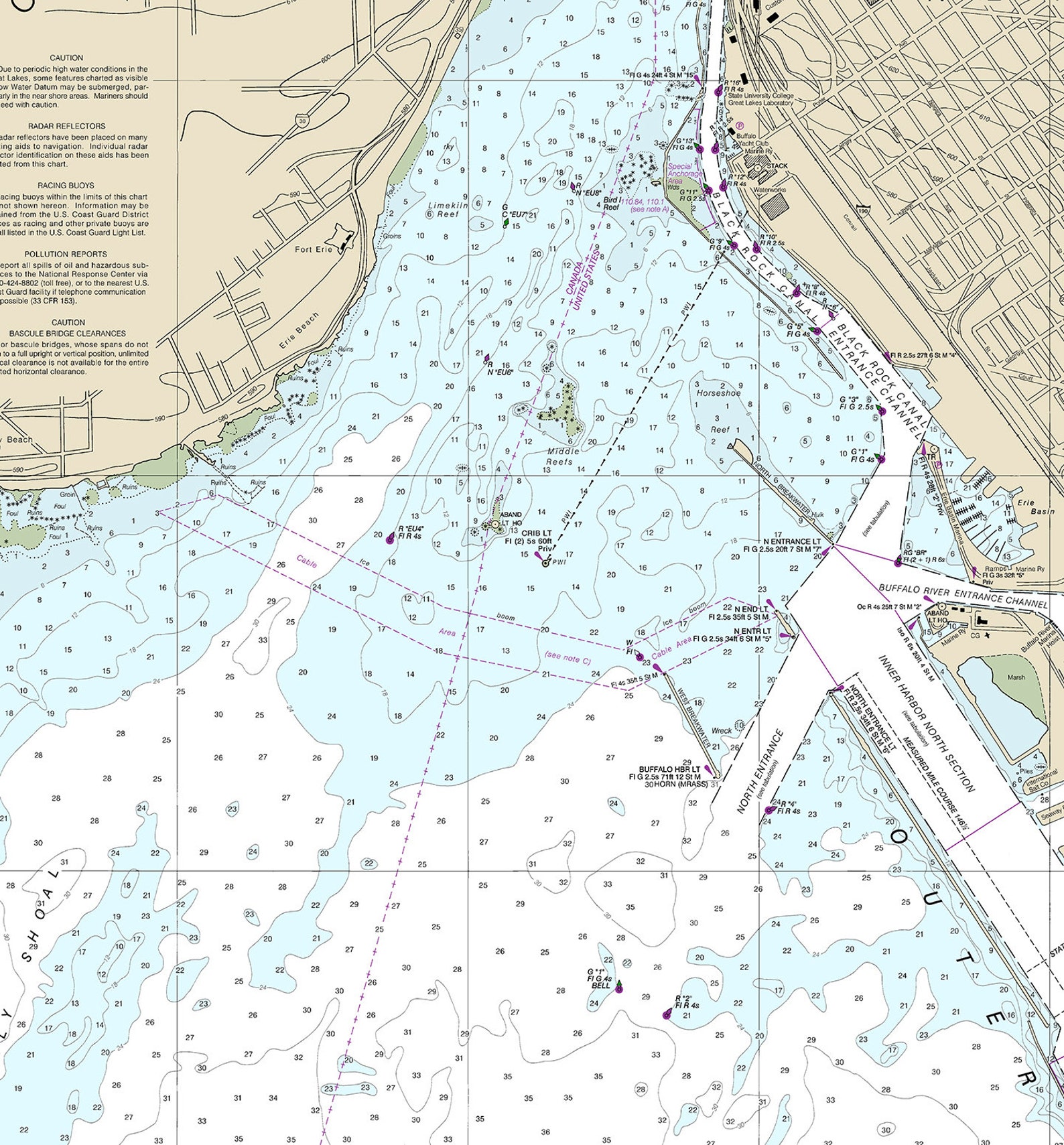Nautical Charts of Buffalo Harbor Lake Erie New York 14833. | Etsy