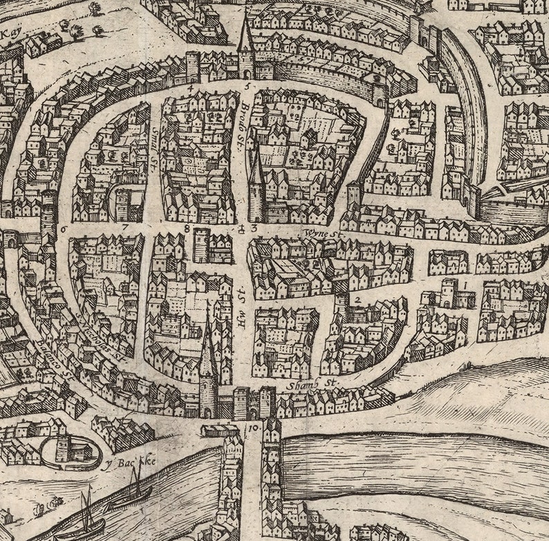 Map of Bristol and Clifton England U.K. 1581. Restoration - Etsy