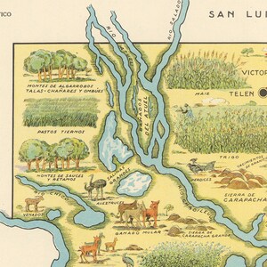 Pictorial Map of La Pampa. Argentina. Vintage Home Deco Style Old Wall ...