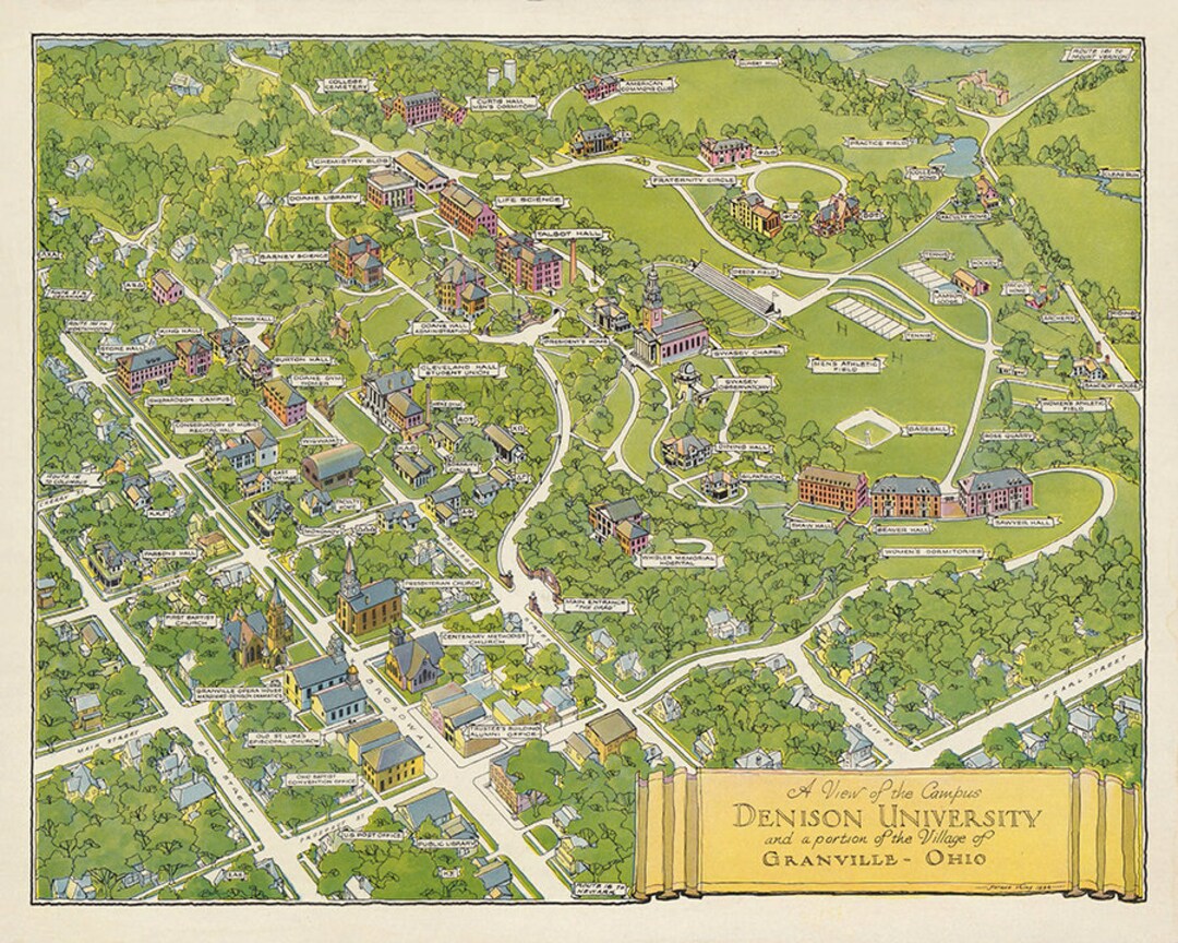 Map of Denison University, Granville, Ohio OH. Restoration Hardware ...