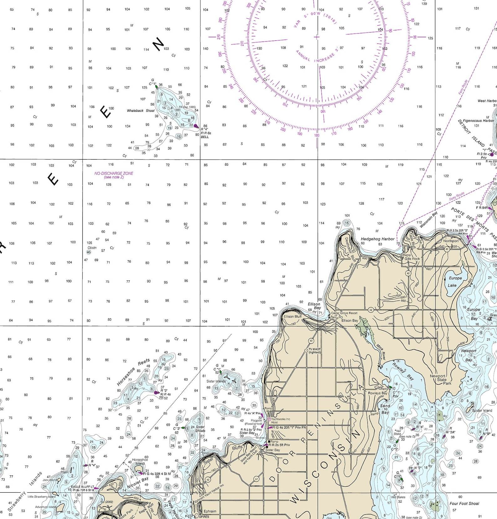 Nautical Chart of Upper Green Bay. Lake Michigan Wisconsin. | Etsy