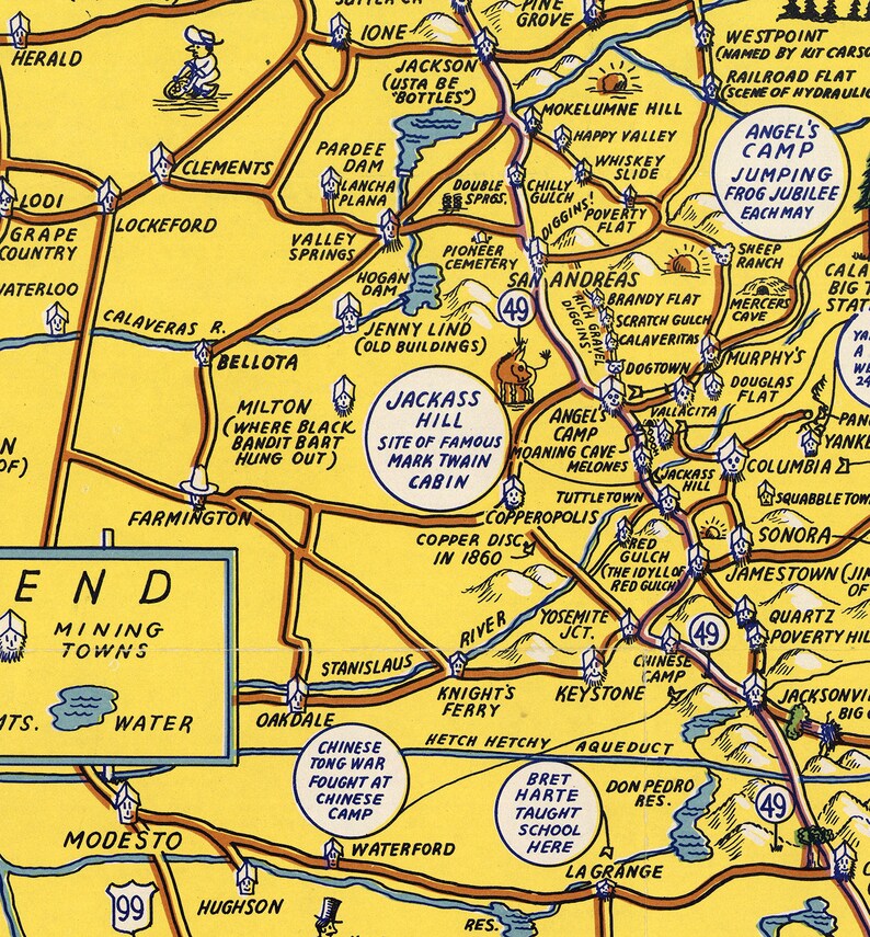 Map of Mother Lode : Where California Was Born. Vintage - Etsy
