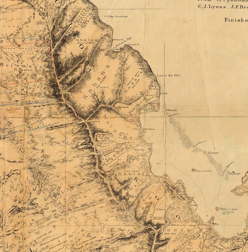 Map of Oahu, Hawaiian Islands, 1881. Restoration Hardware Home Deco ...