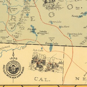 Map of Old Oregon Territory 1848. Vintage Home Deco Style Old Wall ...