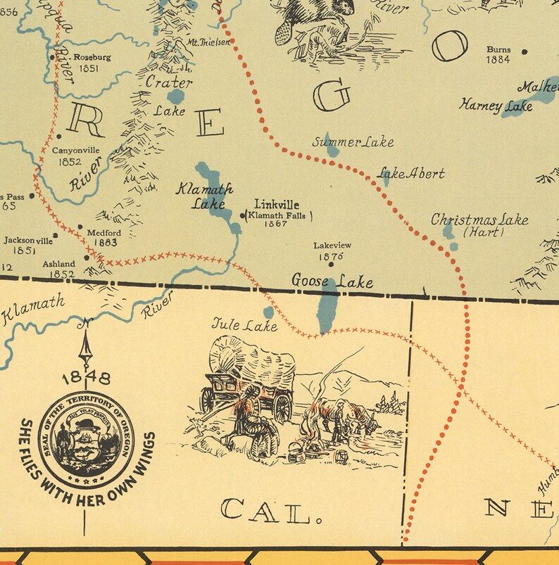 Map of Old Oregon Territory 1848. Vintage Home Deco Style Old - Etsy