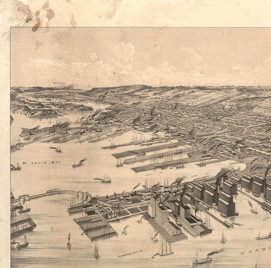 Map of the Duluth, Minnesota, 1893. Vintage Restoration Hardware Home ...