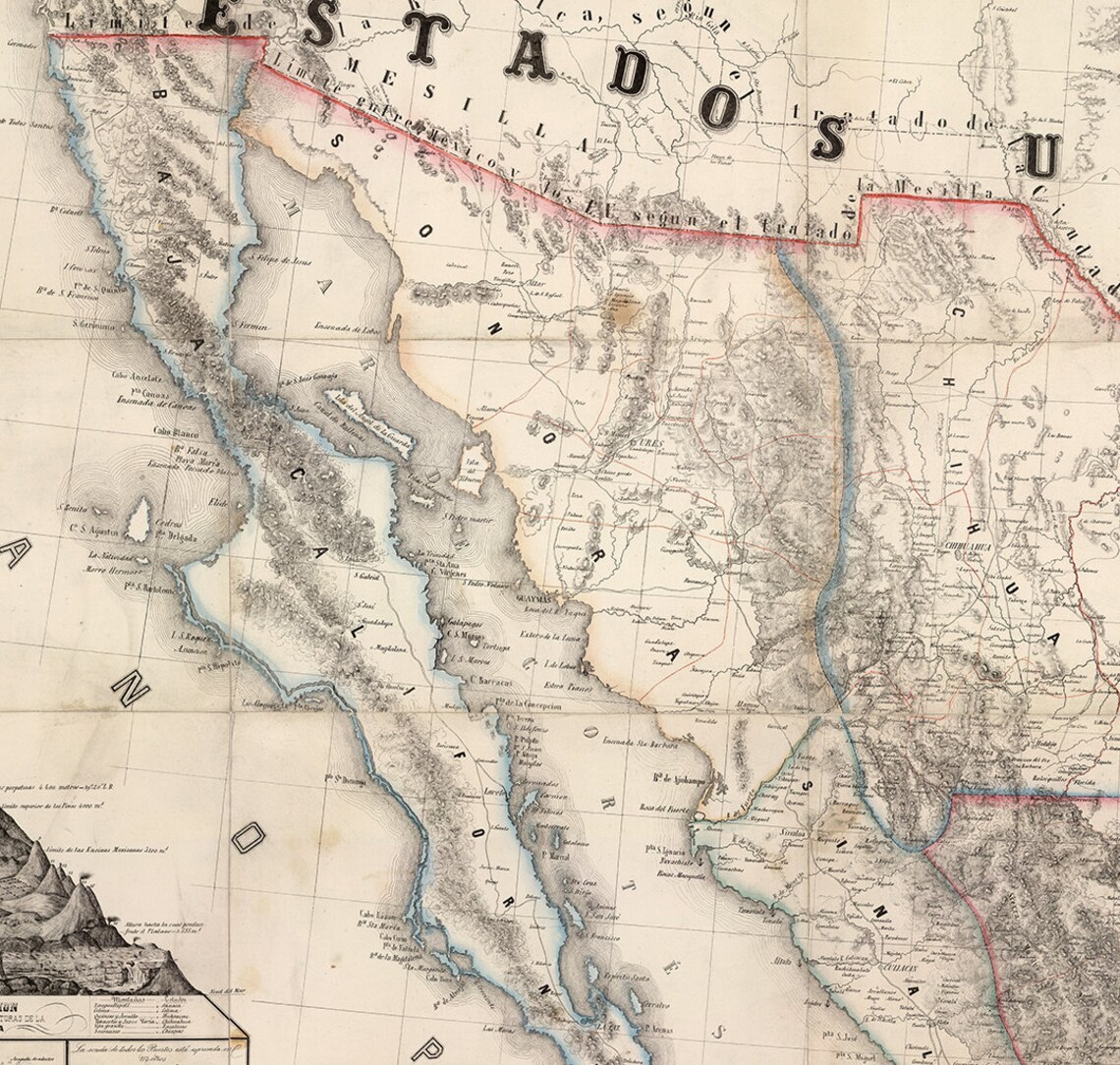 Map of Mexico 1863. Carta General De La Republica Mexicana. Vintage ...