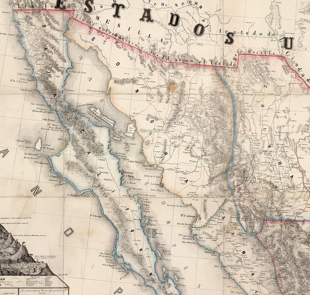 Mapa de México 1863. Carta General de la República Mexicana. Impresión ...