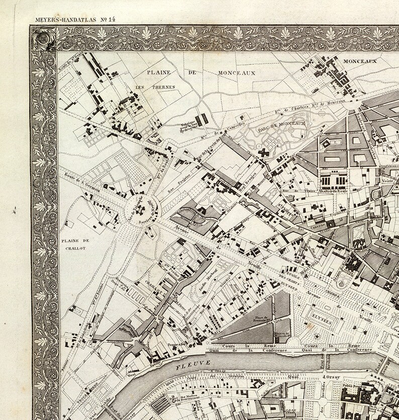 Map of Paris France 1860. Vintage Restoration Hardware Home | Etsy