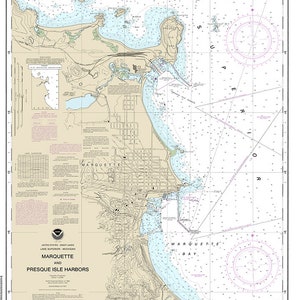 NOAA Nautical Charts of Marquette and Presque Isle Harbors 14970 Lake ...