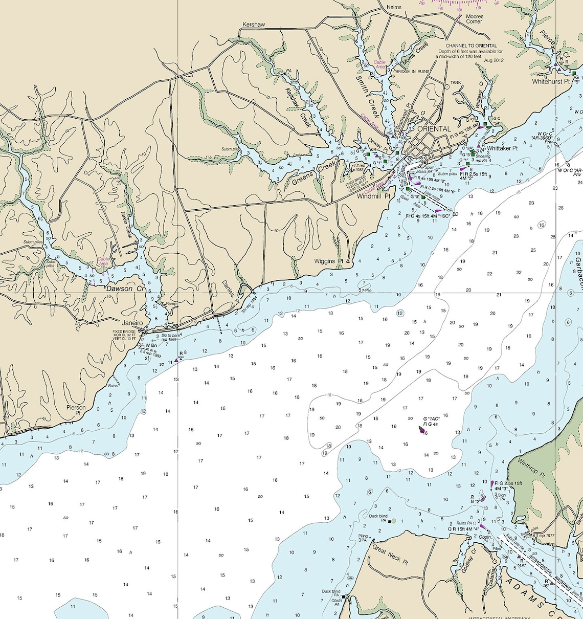 Nautical Charts of Neuse River and Upper Bay River North - Etsy
