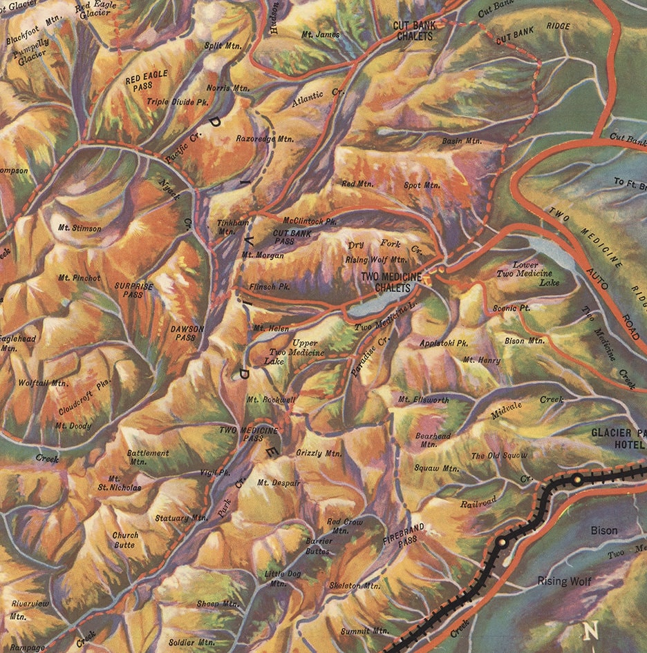 Pictorial Map of Great Northern Railway, Glacier National Park ...