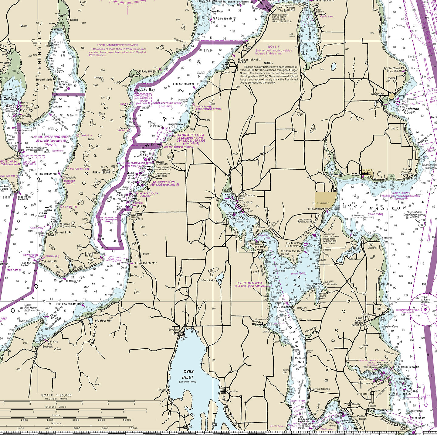 Nautical Charts of Puget Sound Northern Part. 18441. - Etsy UK