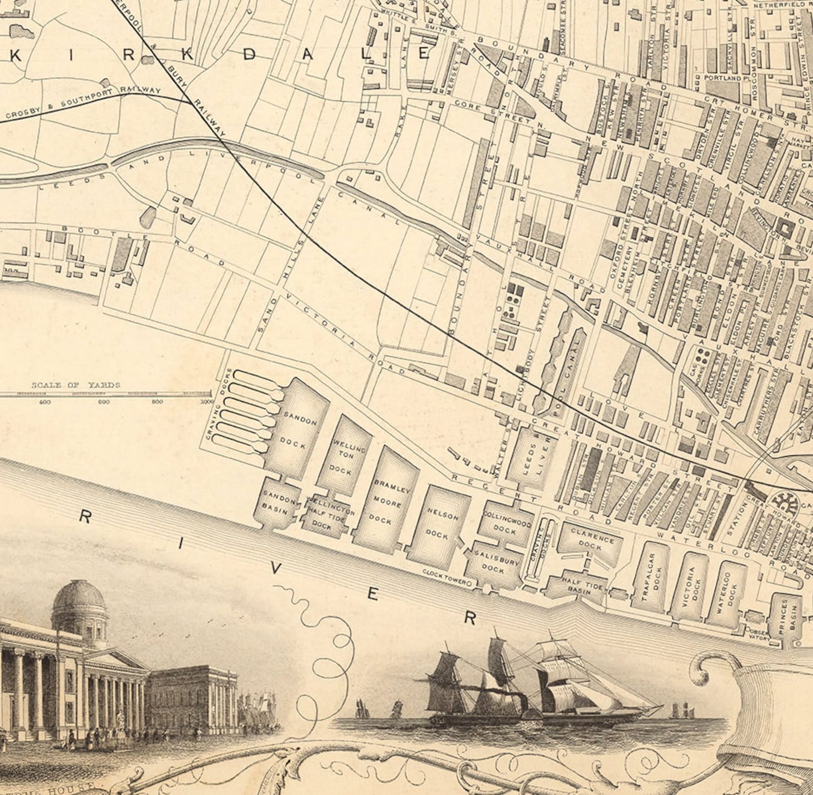 Map of Liverpool, England U.K. 1851. Restoration Hardware Home Deco ...