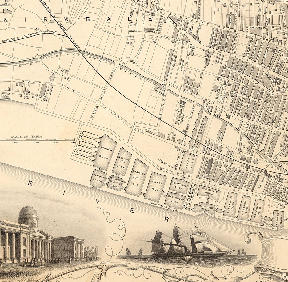 Map of Liverpool England U.K. 1851. Restoration Hardware Home | Etsy