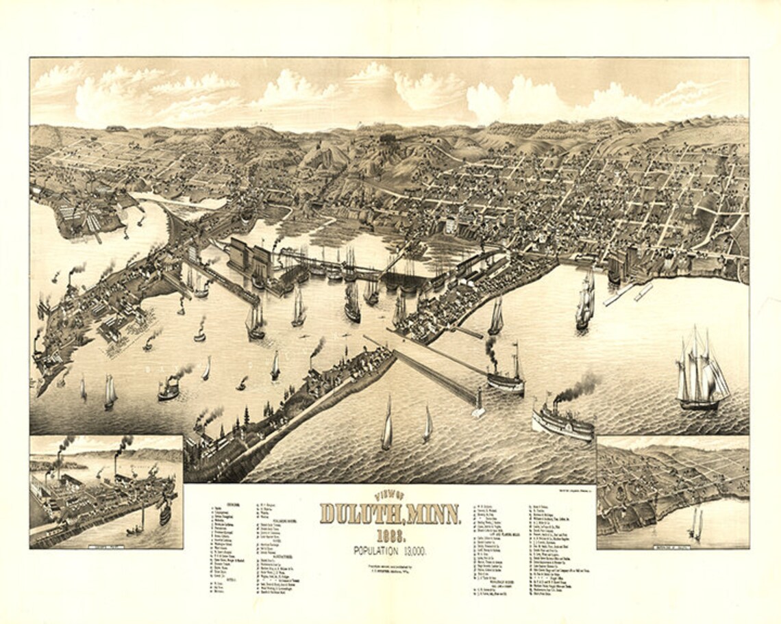 Map of the Duluth, Minnesota, 1883. Vintage Restoration Hardware Home ...