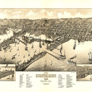 Map of the Duluth, Minnesota, 1883. Vintage Restoration Hardware Home ...