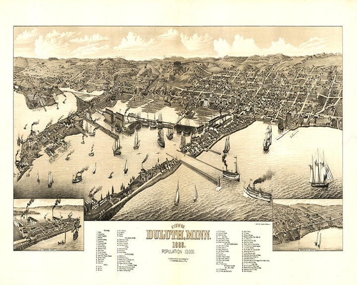 Map of the Duluth, Minnesota, 1883. Vintage Restoration Hardware Home ...