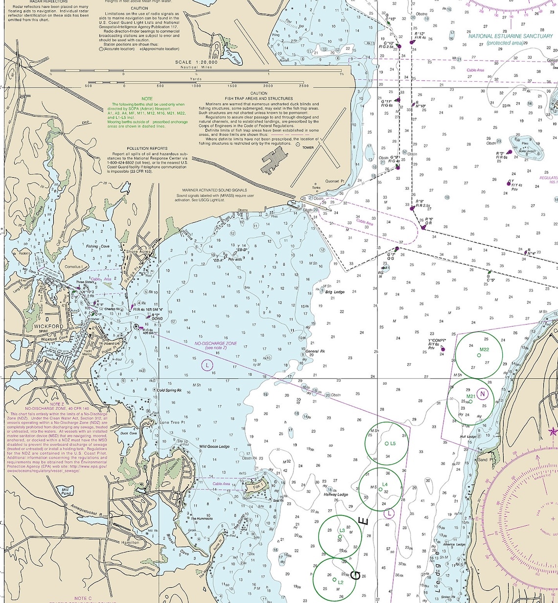 Nautical Charts of Narragansett Bay and Newport Harbor. Rhode - Etsy