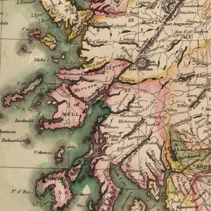 Map of Scotland 1814. Vintage Restoration Hardware Home Deco Style Old ...