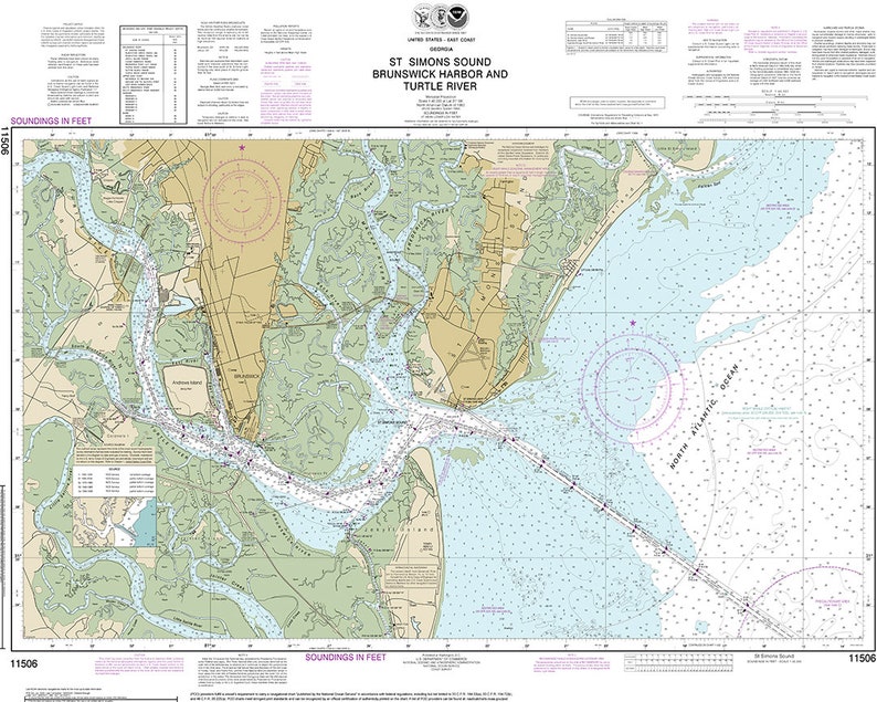 Nautical Charts of St Simons Sound, Brunswick Harbor and Turtle River ...