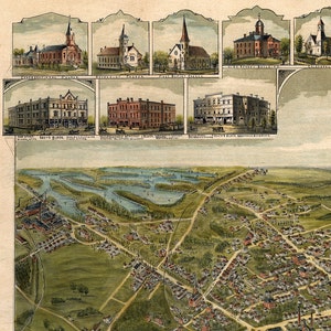 Map of Webster, Massachusetts (MA.) 1892. Worcester County. Vintage ...