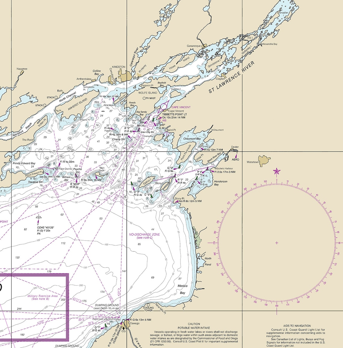 Nautical charts of Lake Ontario. Lake Erie. Great Lakes. Lake | Etsy