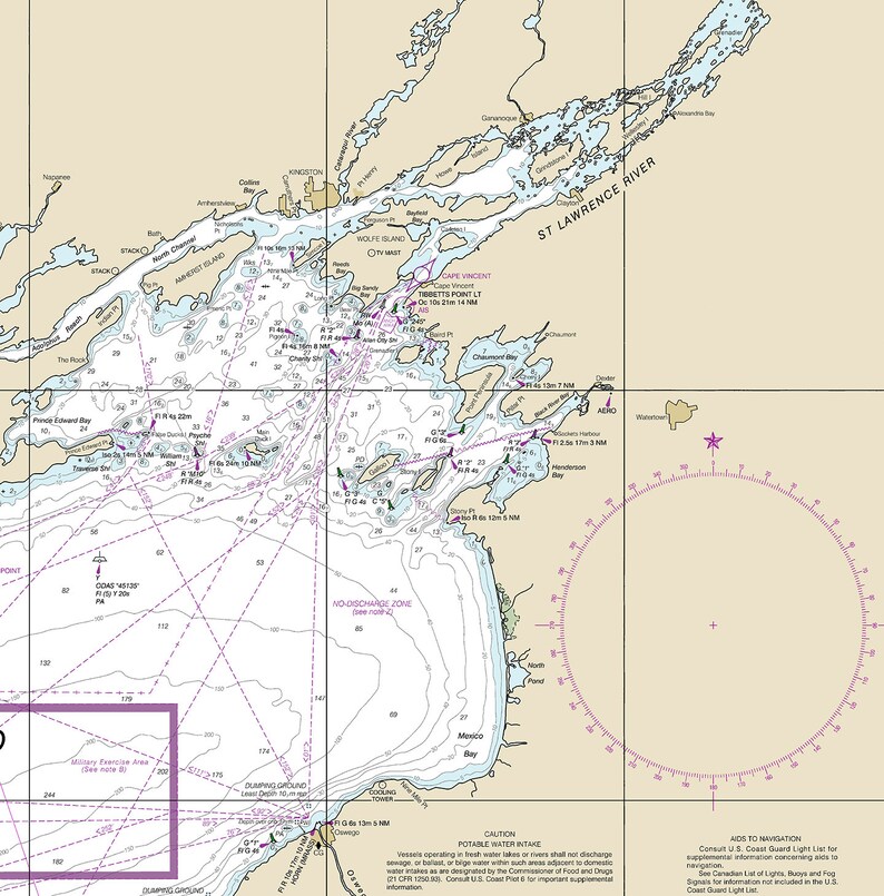 Nautical Charts of Lake Ontario. Lake Erie. Great Lakes. Lake - Etsy