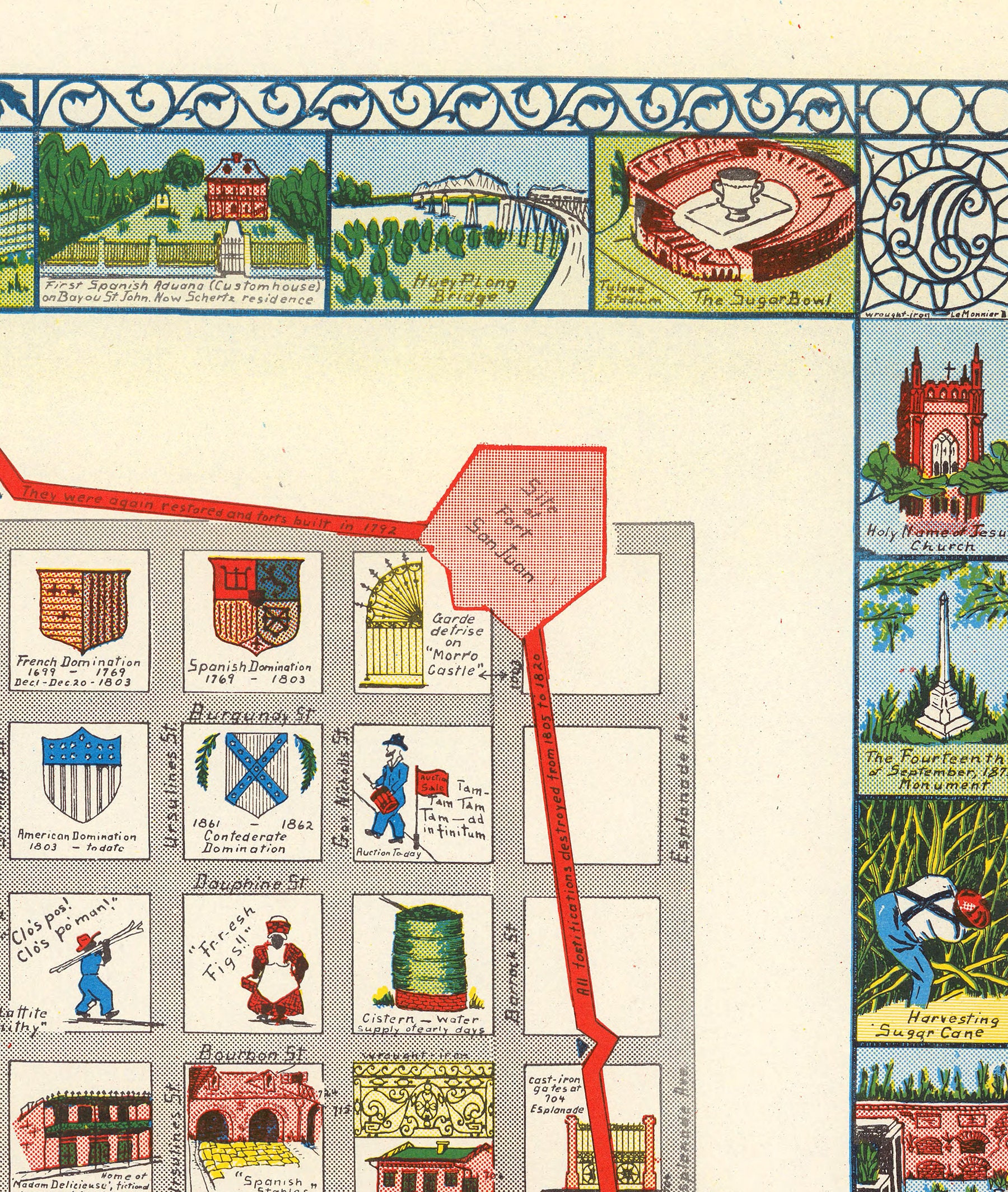 Map of French Quarter (vieux Carré / Barrio Francés) in New Orleans ...