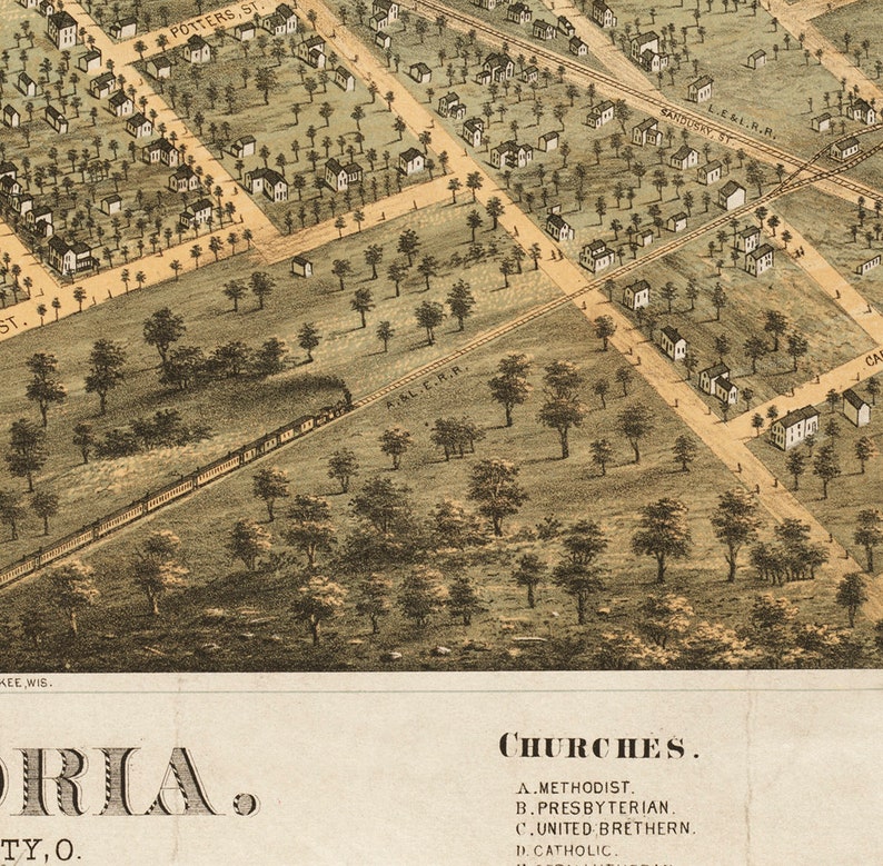 Map of Fostoria Hancock Seneca and Wood County Ohio 1872. | Etsy