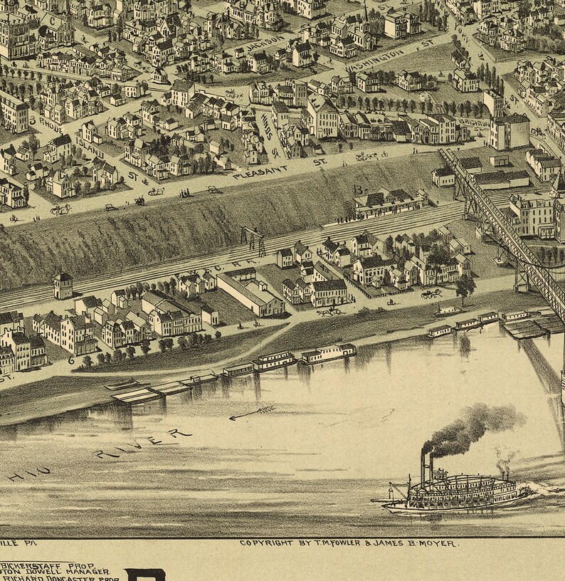 Map of Rochester Beaver Co. Pennsylvania. 1900. Restoration | Etsy