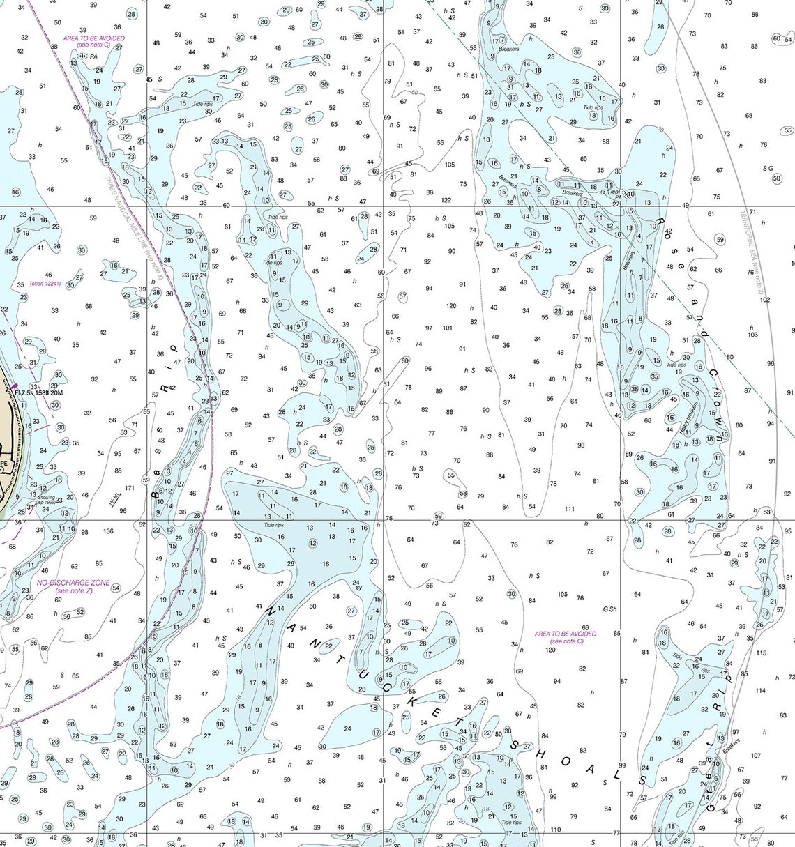 Nautical charts of Nantucket Sound and Approaches 13237. | Etsy