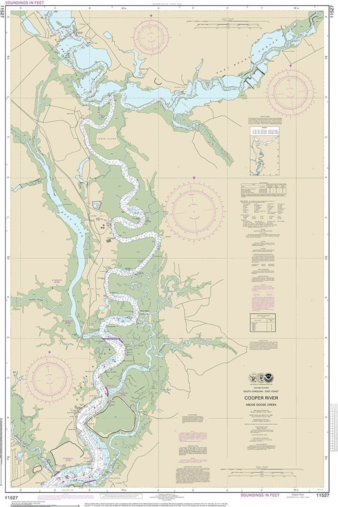 Nautical Charts of Cooper River, Above Goose Creek in South Carolina ...