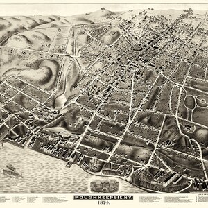 Poughkeepsie, Dutchess County. N.Y. New York 1874. Aero View Vintage ...