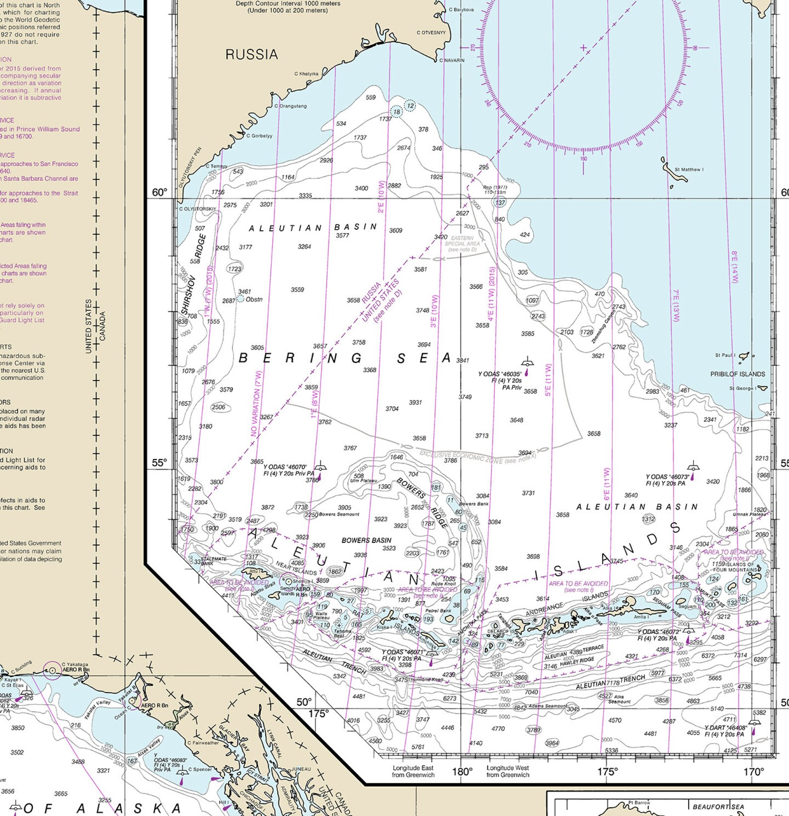 Nautical Charts of North Pacific Ocean Eastern. 50 Bering Sea. Alaska ...