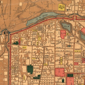 The Historic Map of Peiping (beijing), China, 1914. Vintage Restoration ...