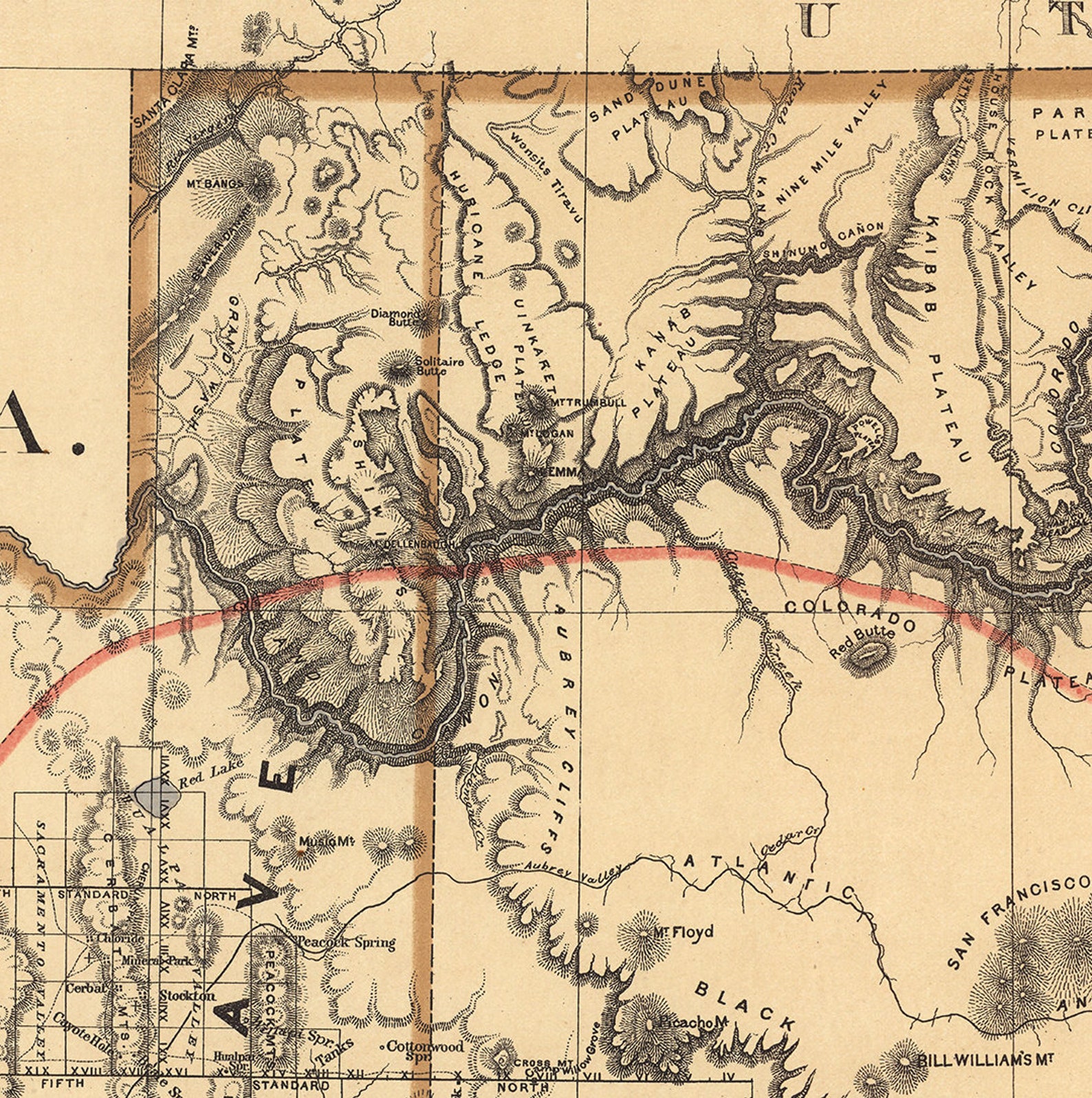 Map of Arizona, 1876. Vintage Restoration Hardware Home Deco Style Old ...