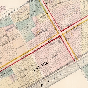 Map of Peru, Miami Co., Indiana IN. 1877. Vintage Restoration Hardware ...