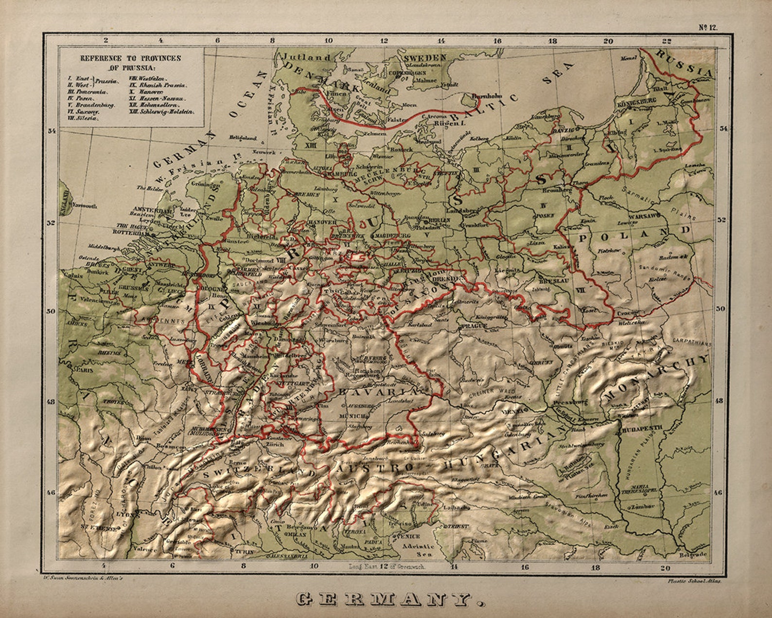 Map of Germany 1880. Vintage Home Deco Style Old Wall - Etsy
