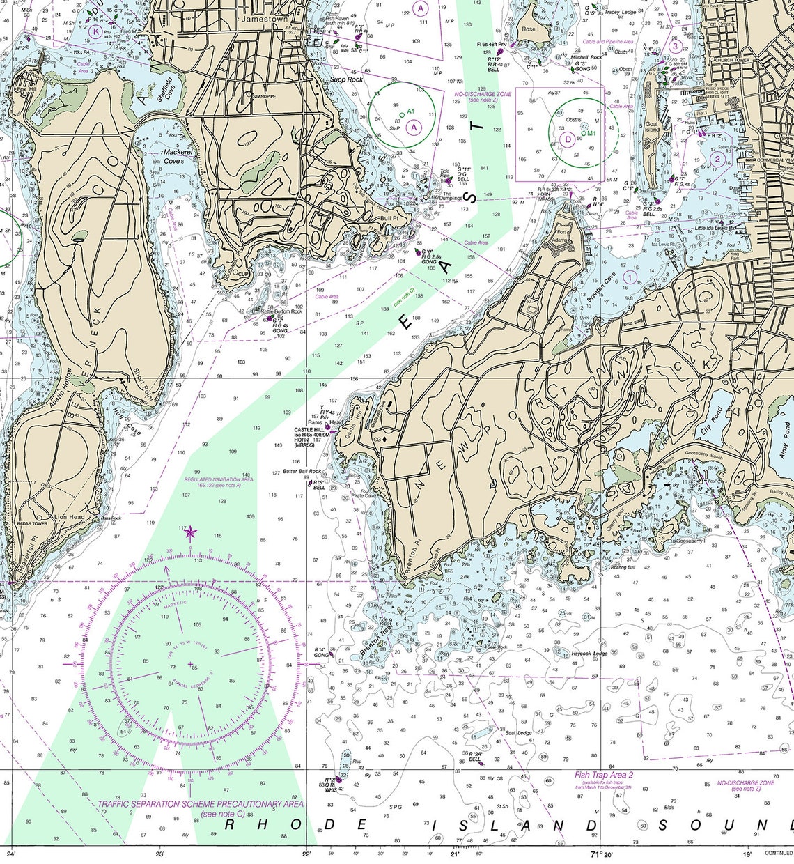 Nautical charts of Narragansett Bay and Newport Harbor. Rhode | Etsy