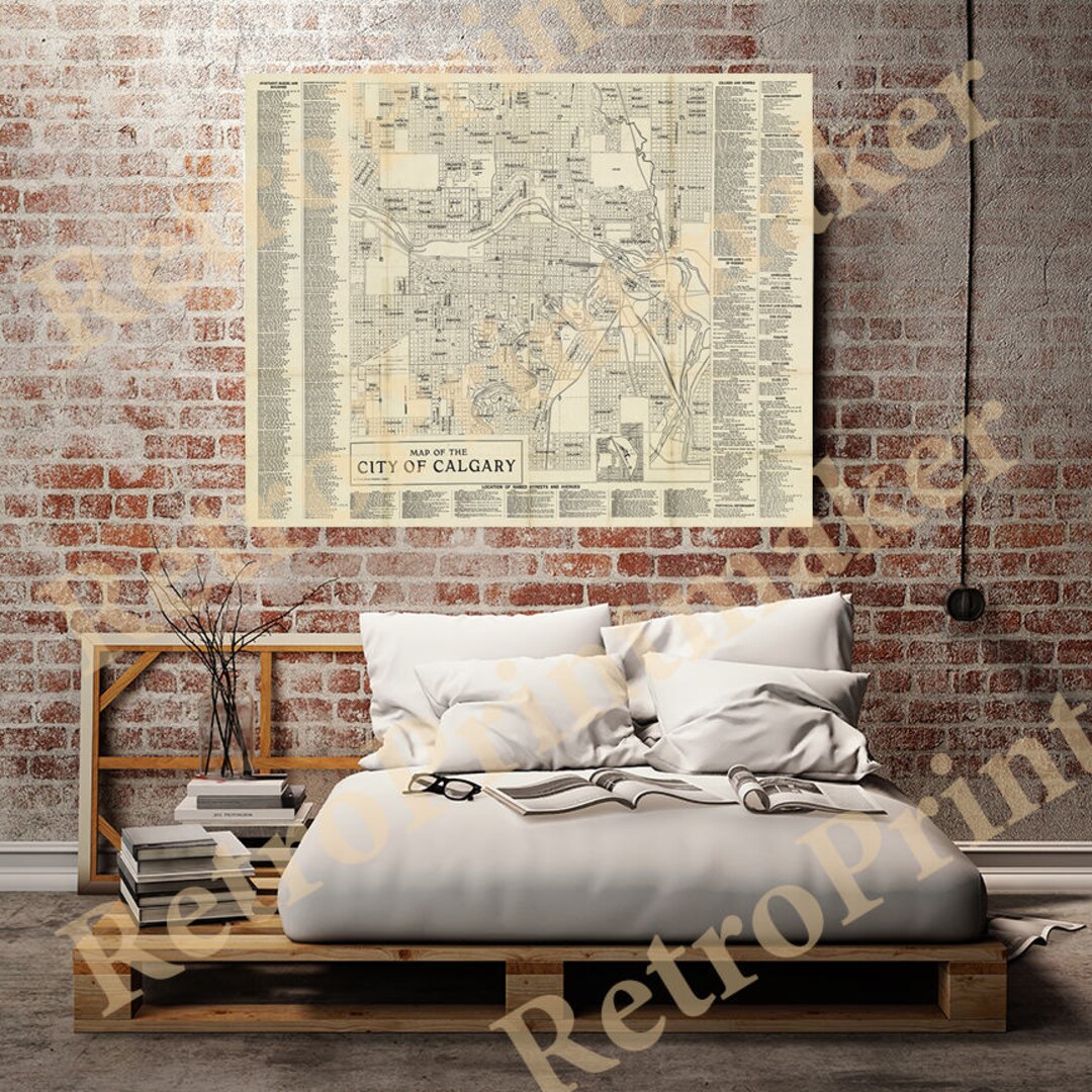 Map of Calgary, Alberta, Canada in 1946. Restoration Hardware Home Deco ...