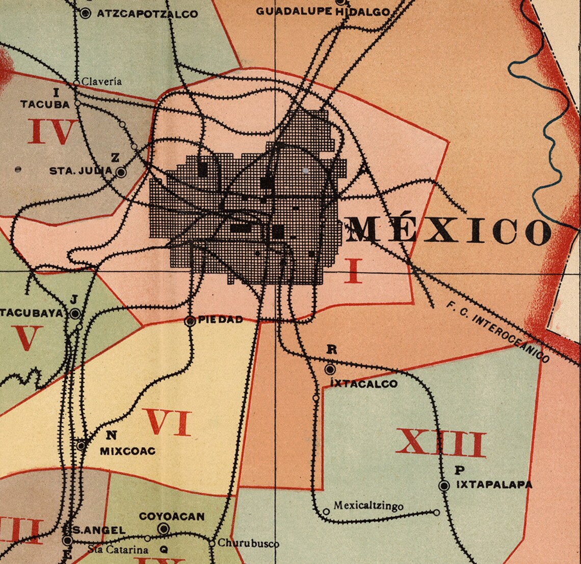 Map of Distrito Federal Mexico 1922. Vintage Restoration - Etsy