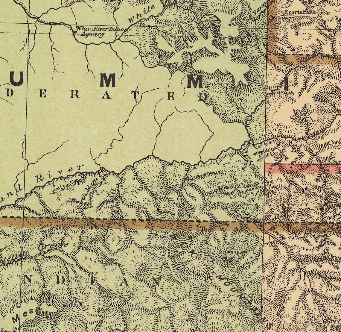 Map of Colorado 1876. Vintage restoration hardware home Deco | Etsy