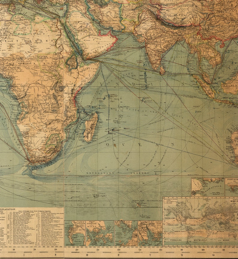 Chart of the World on Mercators Projection. 1882. Vintage Home | Etsy