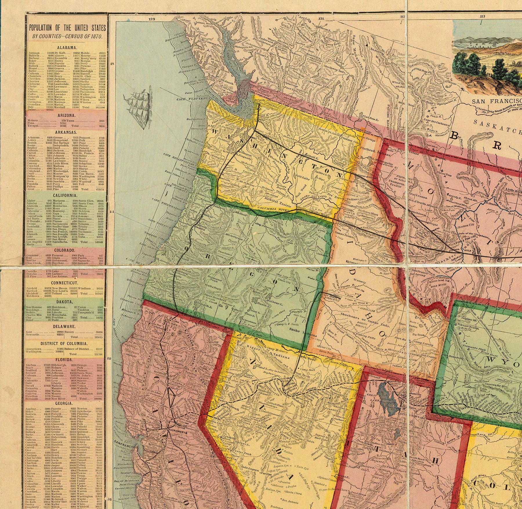 Map of the American Union Railroad Map of the United States. - Etsy